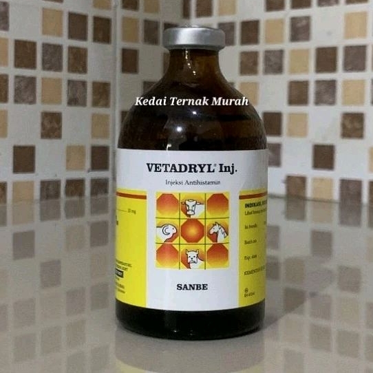 Jual Vetadryl 100ml inj Obat Alergi Antihistamin Hewan Sapi Kuda ...