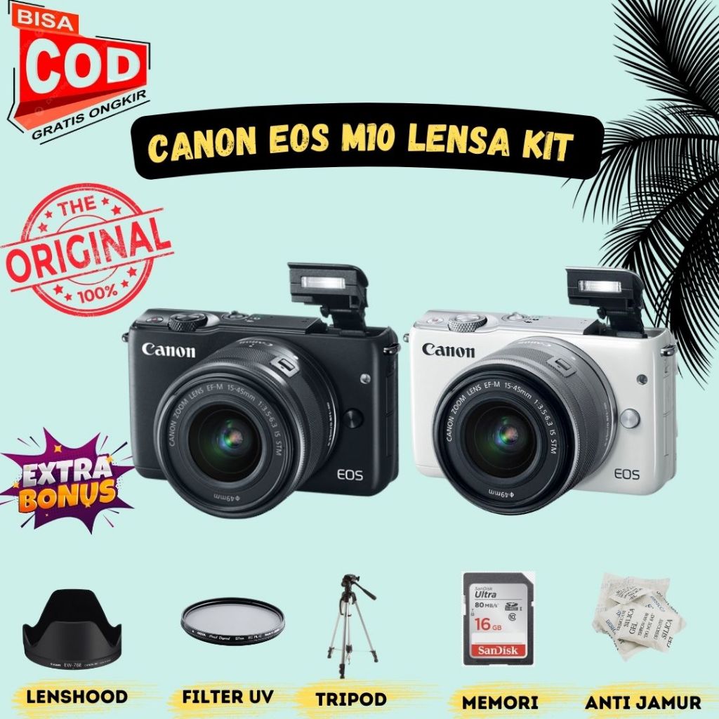 Jual Mirrorless Canon Eos M10 Lensa Kit 15-45 MM Lengkap Fullset No minus | Shopee Indonesia
