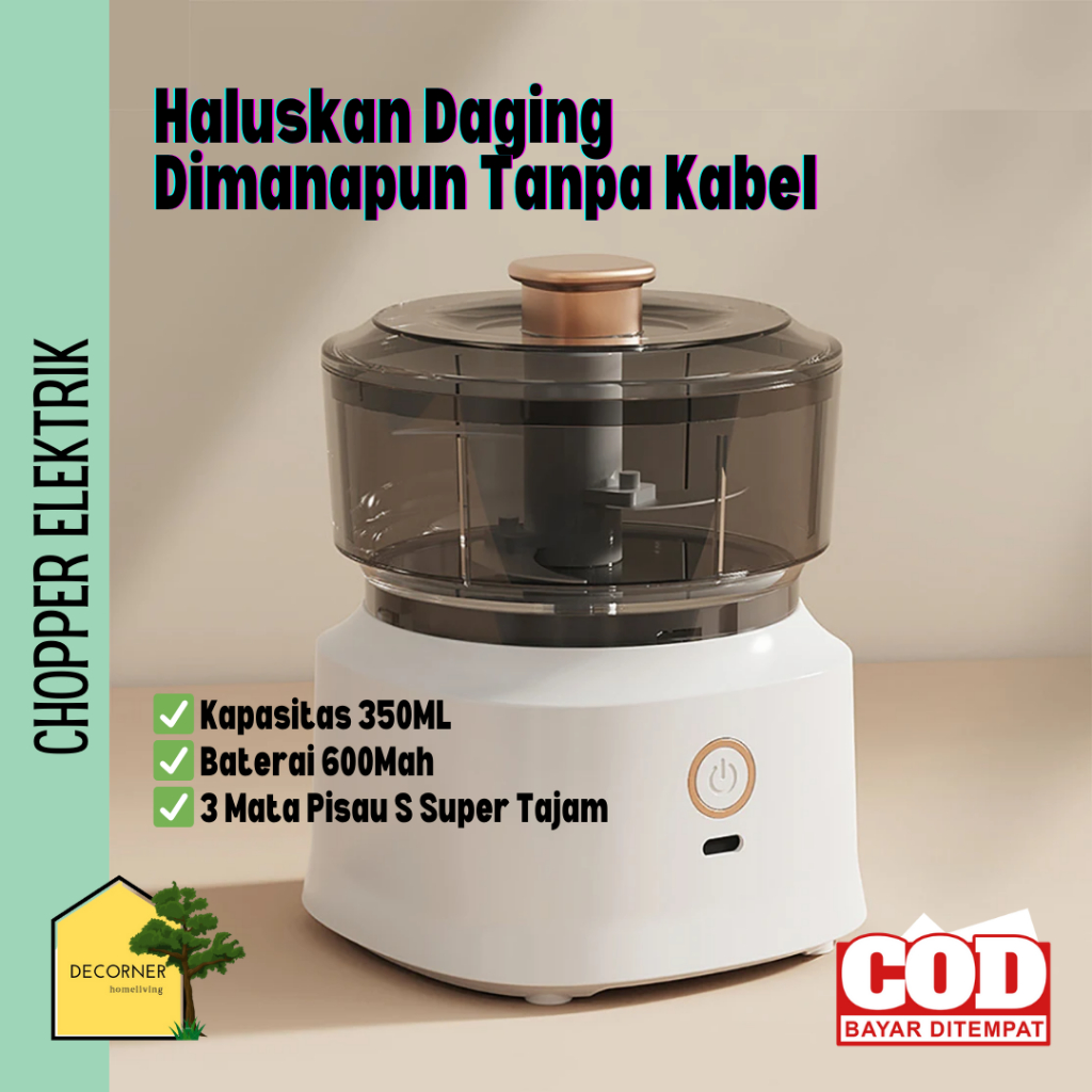 Jual Chopper Daging Tanpa Kabel 350ML Electric Meat Grinder Triple ...