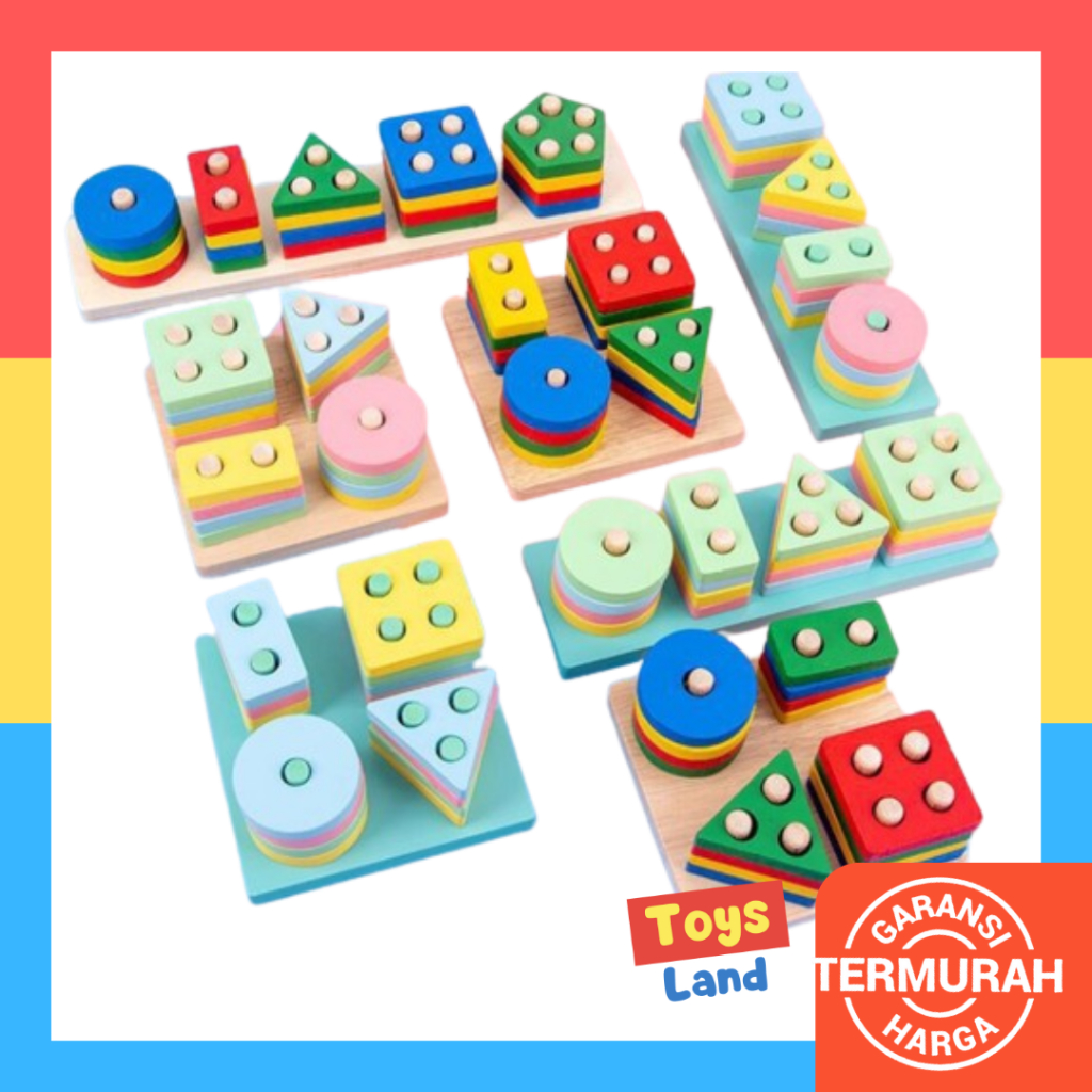 Jual Wooden Toys Matching Shape Mainan Kayu Mainan Balita Wooden Toys ...