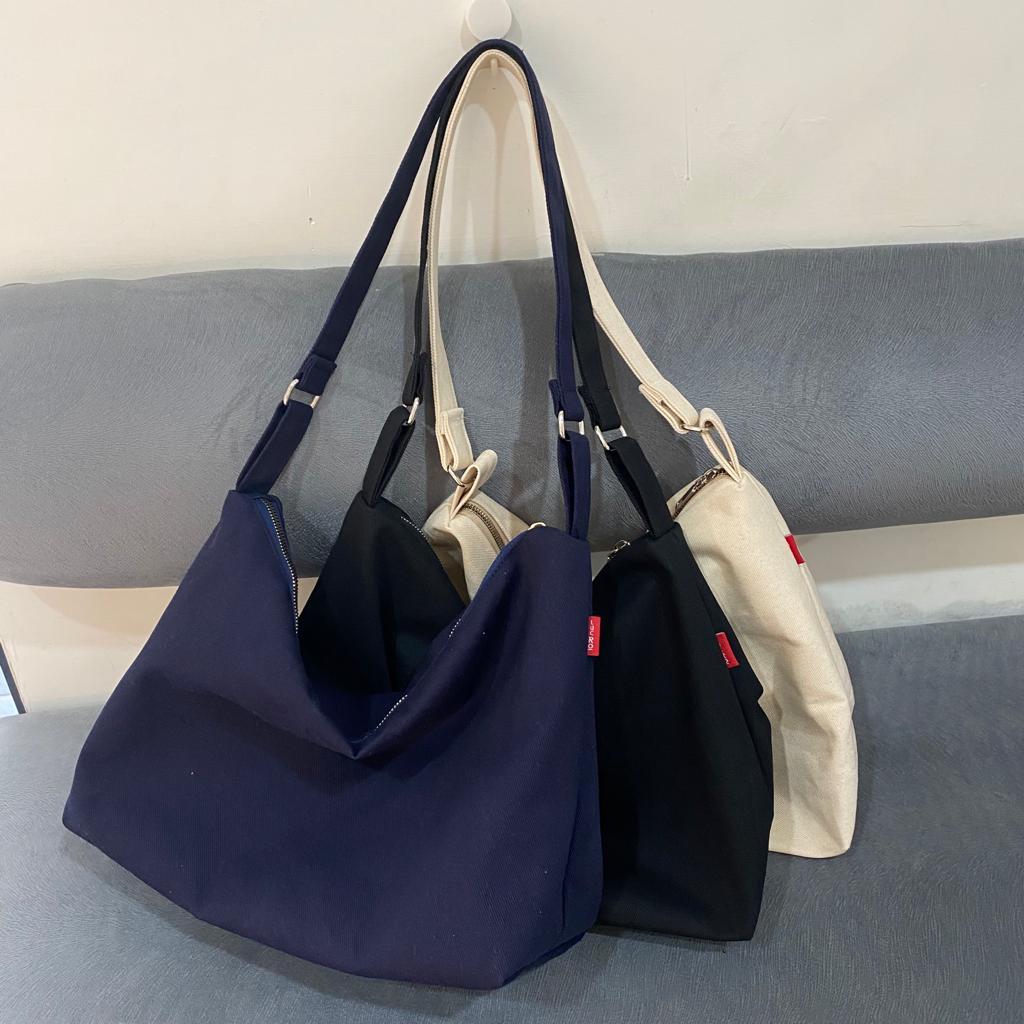 Jual Hobo Zipper bag Tas Wanita Kanvas Resleting Canvas bag Tas Bahu by ...