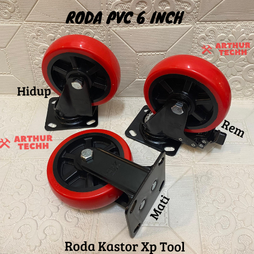 Jual Roda PVC 6" Inch (Mati Hidup Rem) Roda HEAVY DUTY Kastor Troli ...