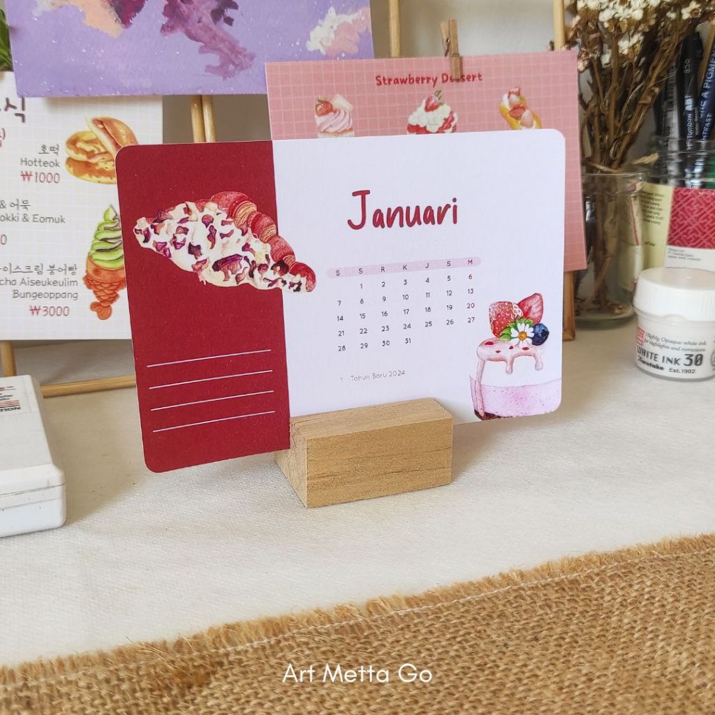 Jual Kalender 2024 Tema Makanan Dessert | Kalender Meja Mini Estetik ...