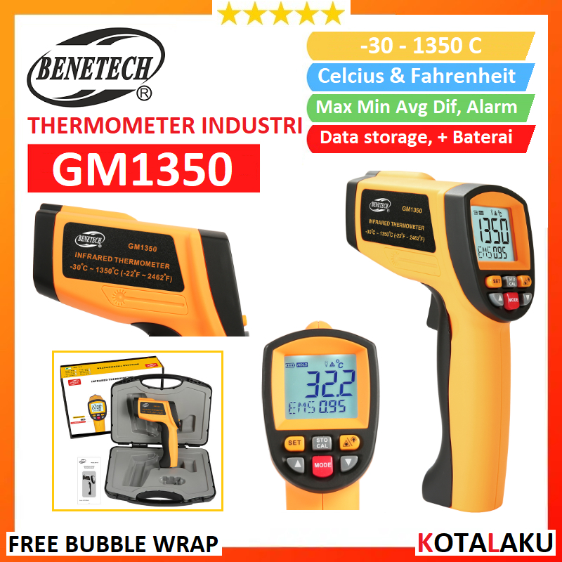 Jual Benetech Digital Industrial Thermometer Gun Infrared Thermogun Termometer Industri ...