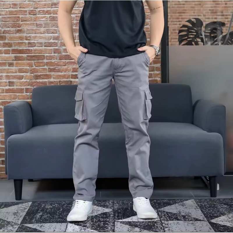 Jual Celana cargo panjang pria baggy pants denim kargo jogger biru cowok casual korean style ...