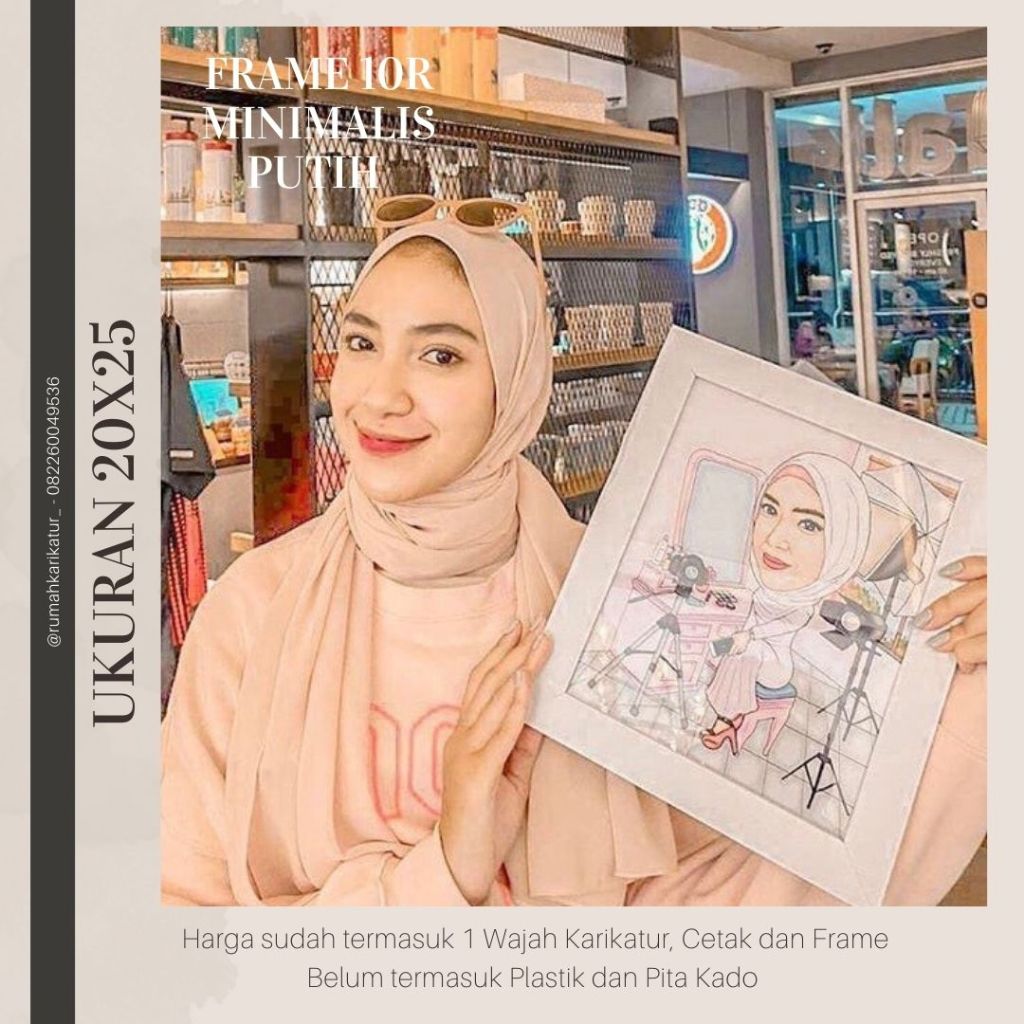 Jual KARIKATUR DENGAN FRAME 10R/FRAME 10R MINIMALIS/KARIKATUR 2 WAJAH ...