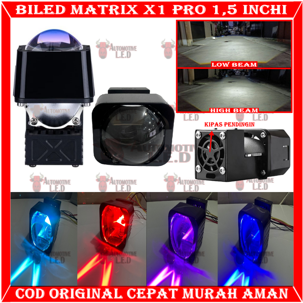Jual ORIGINAL BILED MATRIX X1 PRO 1,5 INCHI 45 WATTPROJIE MINI MOBIL ...