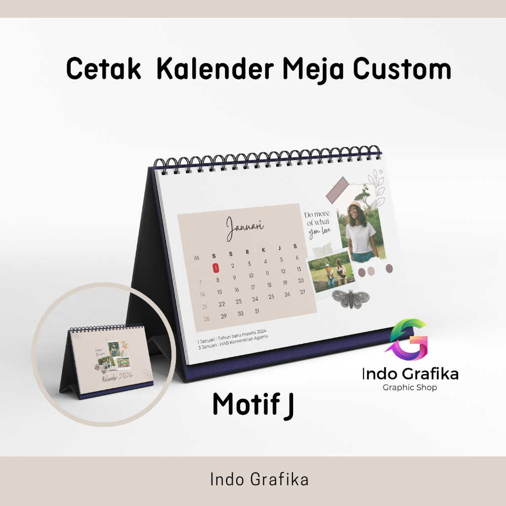 Jual kalender custom foto 2024 aesthetic / kalender duduk, kalender ...