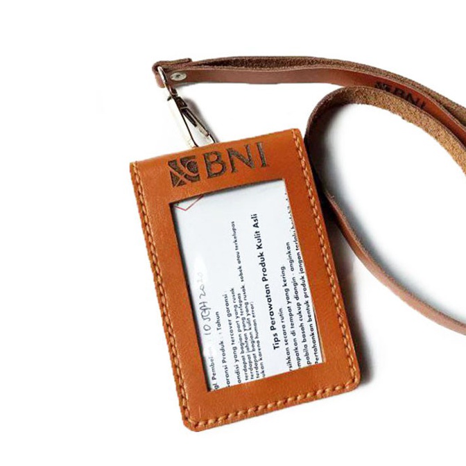 Jual Kode GB112 Name Tag Id Kulit Asli Logo Bank BNI Model Saku Lipat ...