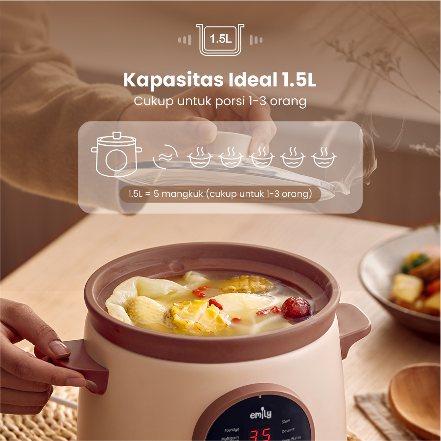 Jual Emily Slow Cooker Claypot 1.5L - Slow Cooker Tanah Liat Baby ...