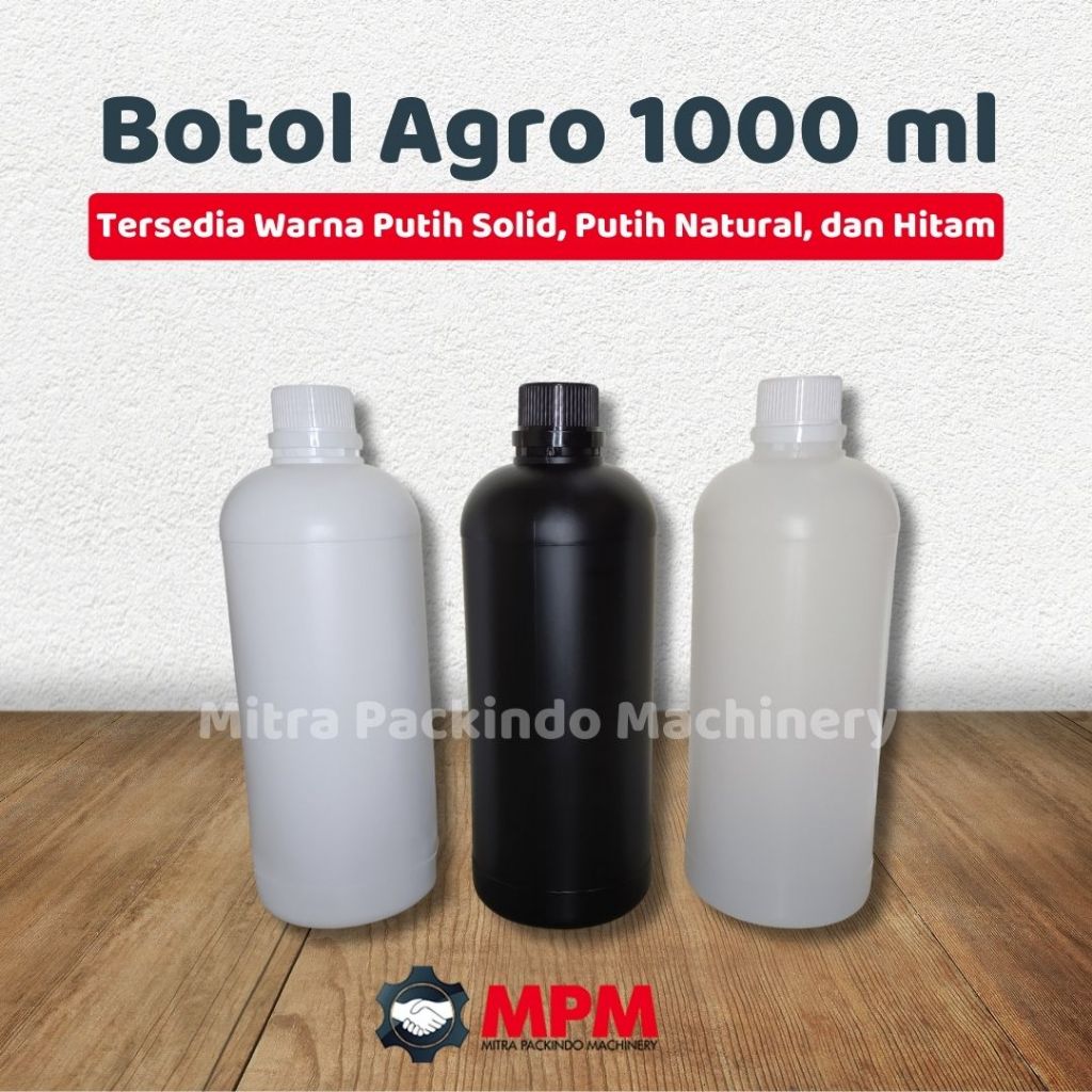 Jual Botol Agro HDPE Putih Hitam 1000m 1L / Botol Labor 1000 ml 1 L ...
