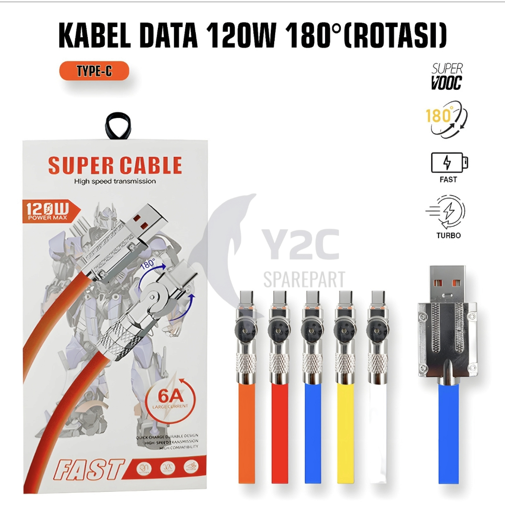 Jual KABEL DATA 120W TURBO SUPER FAST CHARING BAHAN TEBAL / CASAN CAS ...