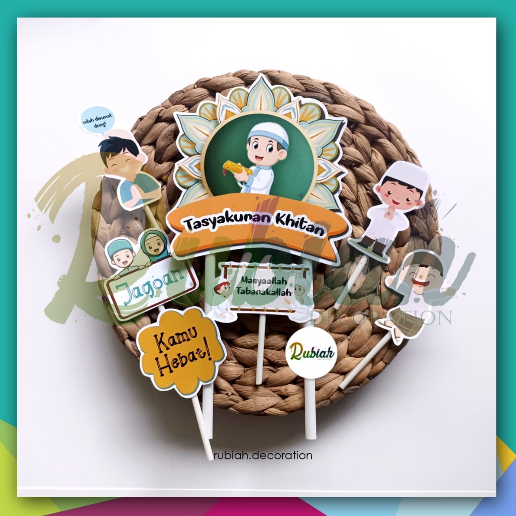 Jual Custom Topper cake Nama Foto karakter Tasyakuran Khitan / Hiasan ...