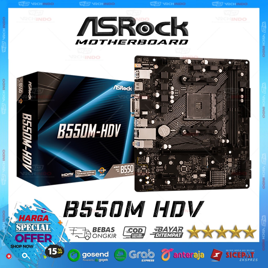 Jual MOBO ASRock B550M / Motherboard ASRock B550M-HDV | Shopee Indonesia