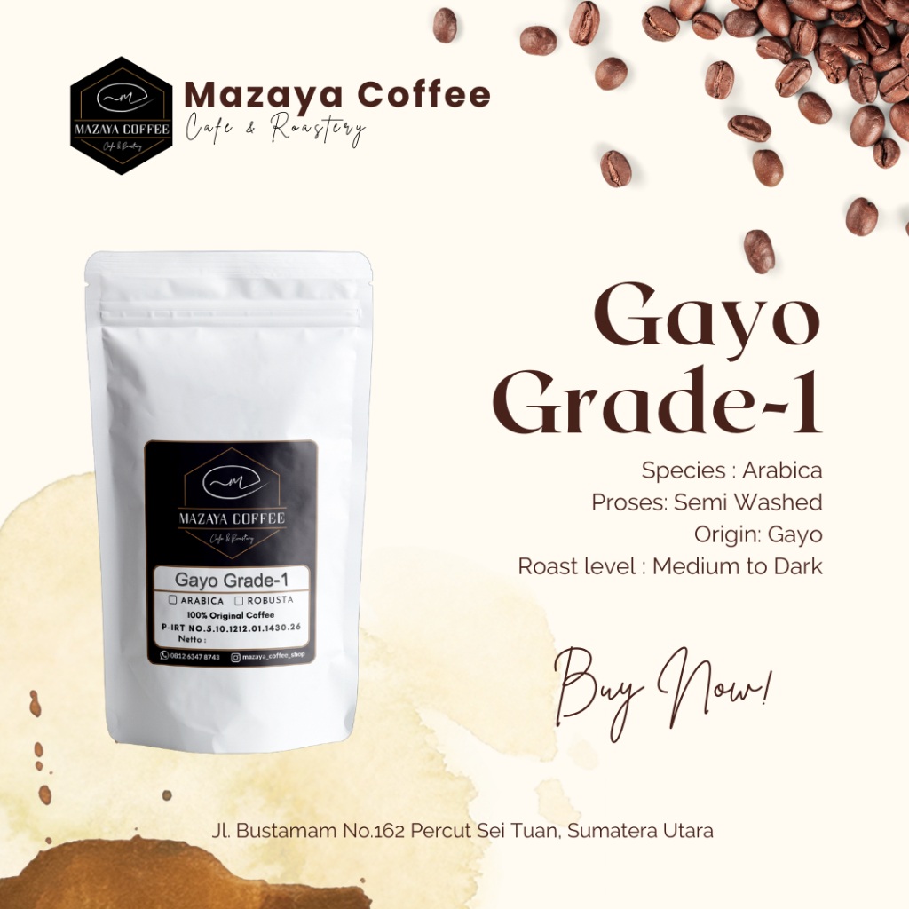 Jual Arabica Gayo Grade-1 - Mazaya Coffee - 250 gr | Shopee Indonesia