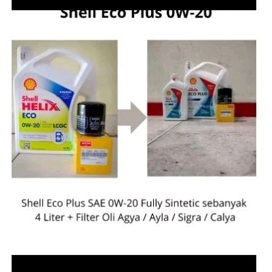 Jual Paket Oli Shell Helix Eco Plus 0W-20 Fully Synthetic 4 Liter ...