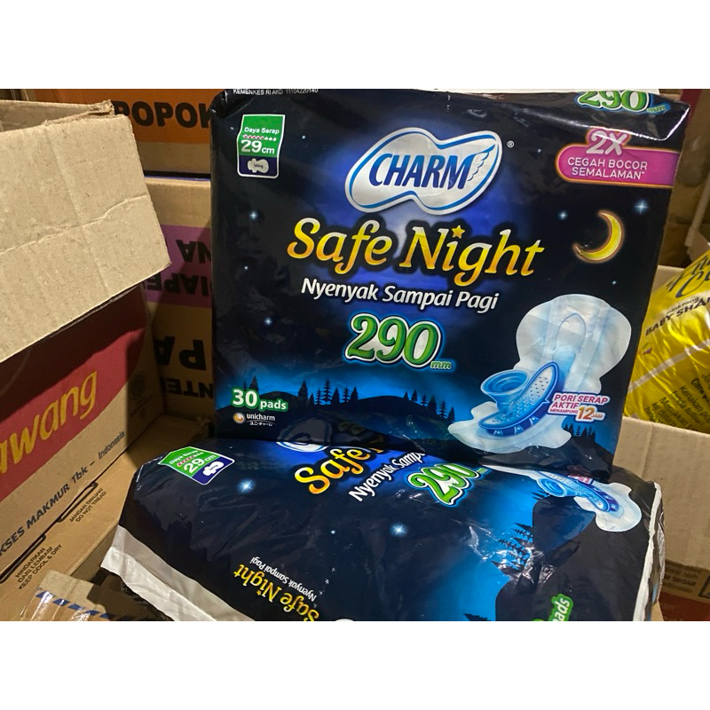 Jual Charm Pembalut Safe Night 29cm Wing 30pads/Pembalut malam | Shopee ...