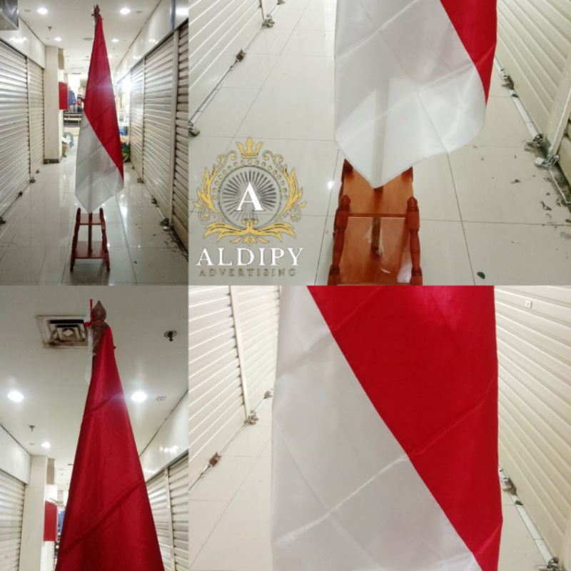 Jual Tiang Pataka Bendera Ruangan Lobang 1 Dan Bendera Satin ukuran ...