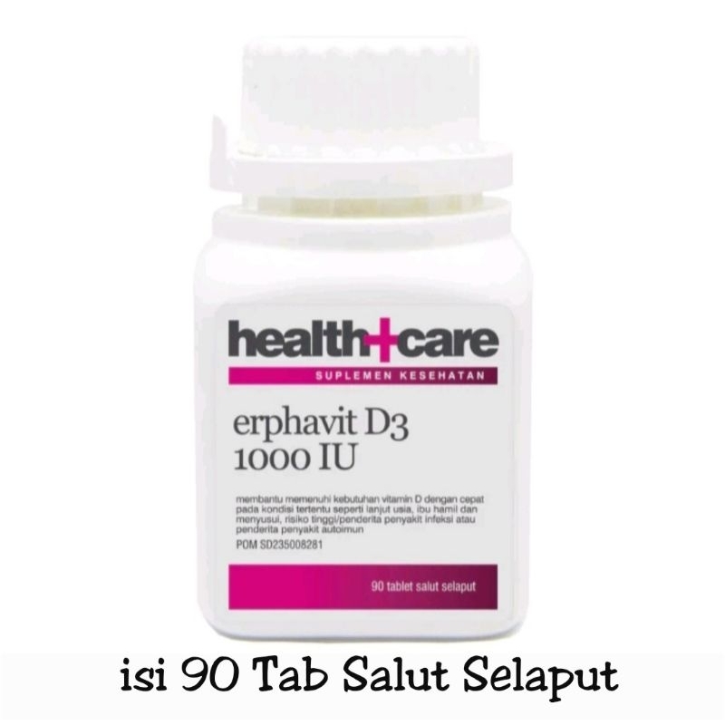 Jual Health+Care Erphavit D3 1000 IU isi 90 Tab Salut Selaput | Shopee ...