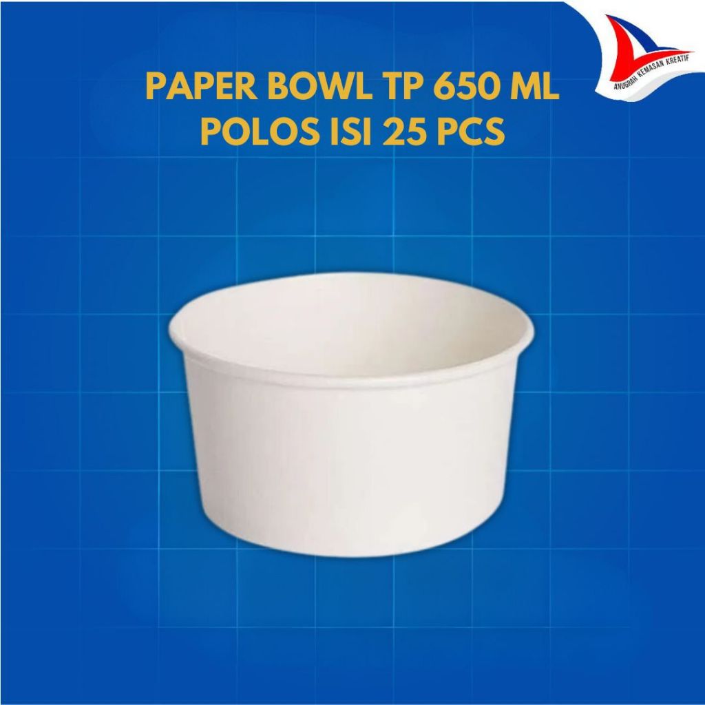 Jual Paper Bowl Tp 650ml Putih Polos / Mangkok Kertas Isi 25 Pcs ...