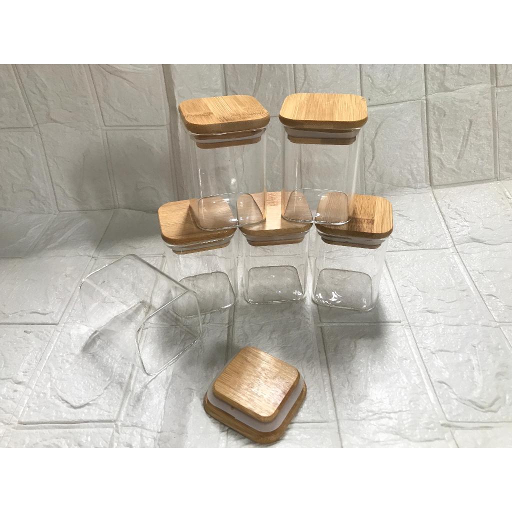 Jual Toples Kaca Kotak Tutup Kayu Serbaguna 6x8cm 250ml | Shopee Indonesia