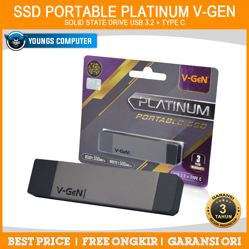 Jual SSD Portable V-GEN Platinum 128GB 256GB 512GB 1TB 2TB USB-C ...