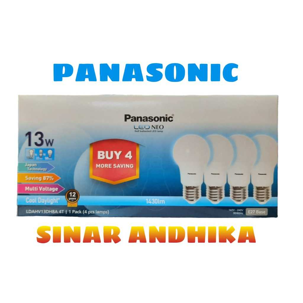 Jual Lampu Led Buld Panasonic Pack Isi 4 Pcs 13 Watt | Shopee Indonesia