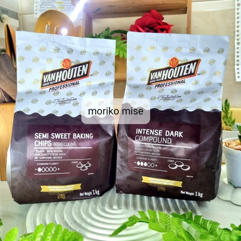 Jual [ 1 kg ] CHOCO COMPOUND VAN HOUTEN intense dark coin 54% cocoa ...