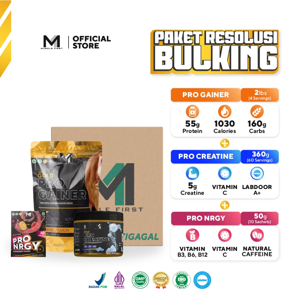 Jual [BUNDLE] MUSCLE FIRST Pro Gainer 2lbs + Pro Creatine 360gr + Pro ...