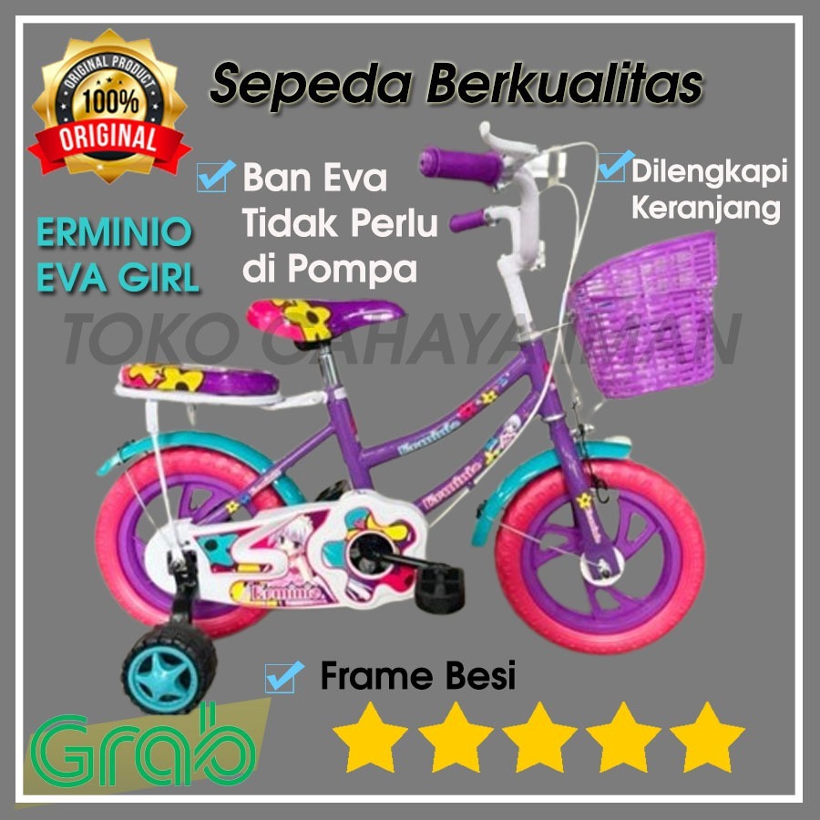 Jual Sepeda Anak Perempuan ERMINIO EVA GIRL 12 Inch Ban Busa Keranjang ...