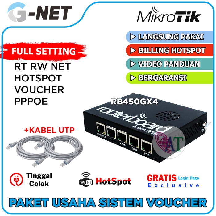 Jual paket usaha sistem voucher Hotspot wifi Mikrotik RB450Gx4 plus ...