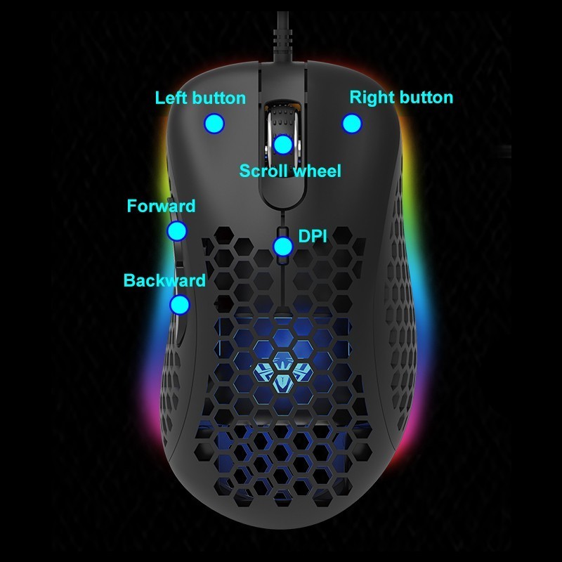 Jual AULA Mouse Gaming F810 Honey Comb RGB - 6400DPI - Macro - 7Buttons ...