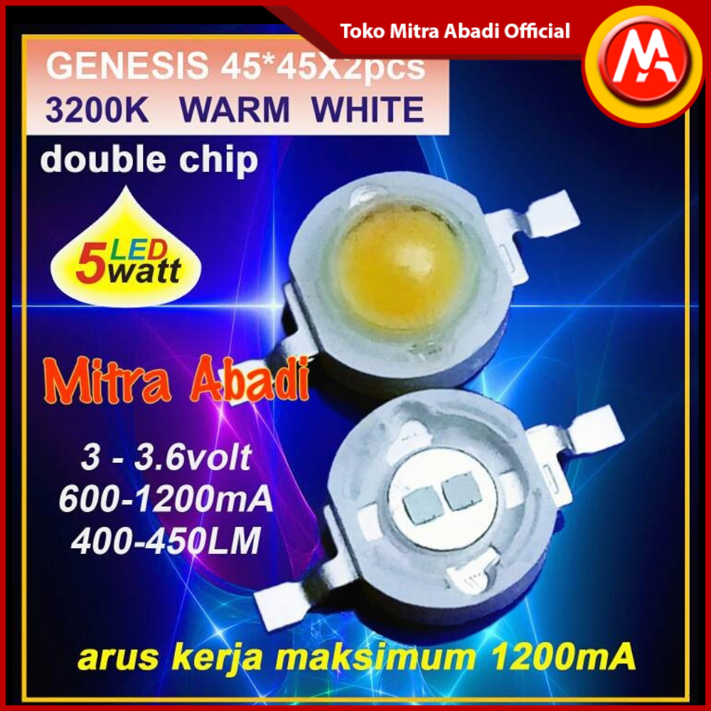 Jual HPL 5 Watt GENESIS Warm White 3200K DOUBLE CHIP 600-1200 mA ...