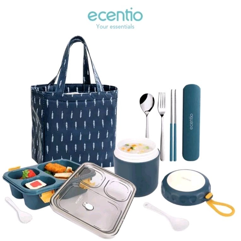 Jual Ecentio Kotak makan set Box lengkap lunch box untuk bekal ke ...