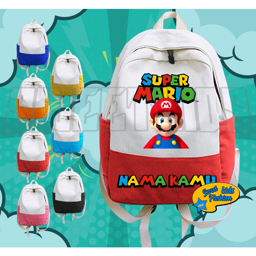 Jual Tas Anak Mario Bross Tas Sekolah Anak Super Mario Free Nama ...