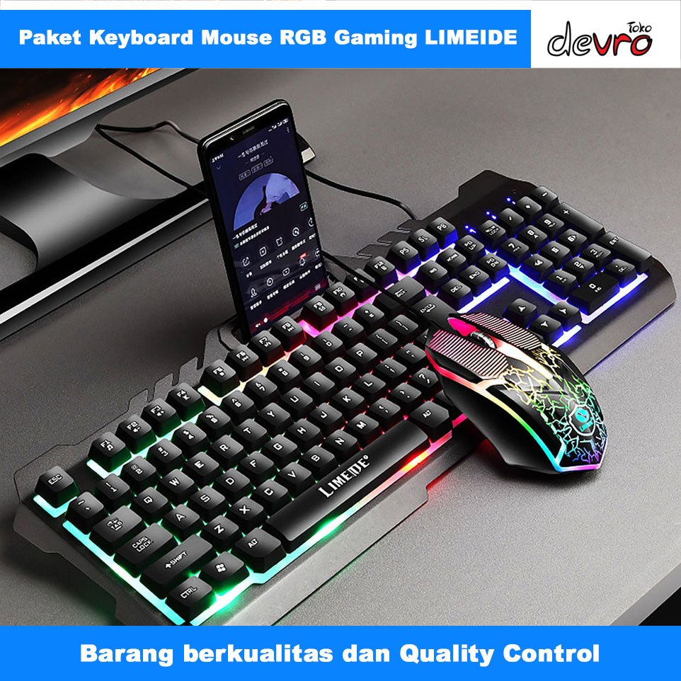 Jual Paket Keyboard Mouse Gaming RGB dgn Holder Smartphone - Combo ...