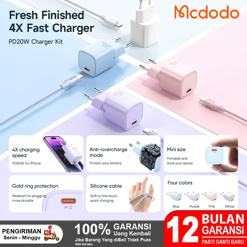 Jual MCDODO Charger For iPhone PD Type C To Lightning Fast Charging 20w ...