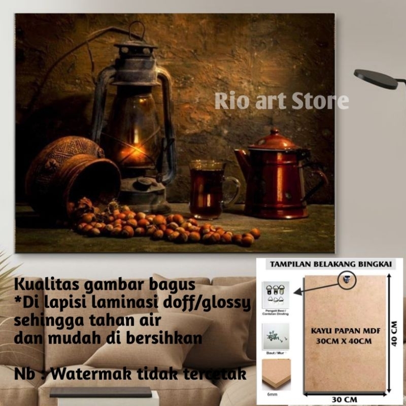 Jual Poster kayu mdf lampu jadul antik untuk walldekor atau dekorasi ...