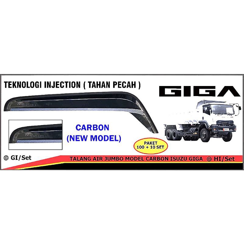 Jual Talang Air Mobil Jumbo Model Giga Carbon Anti Pecah Canter Hino ...