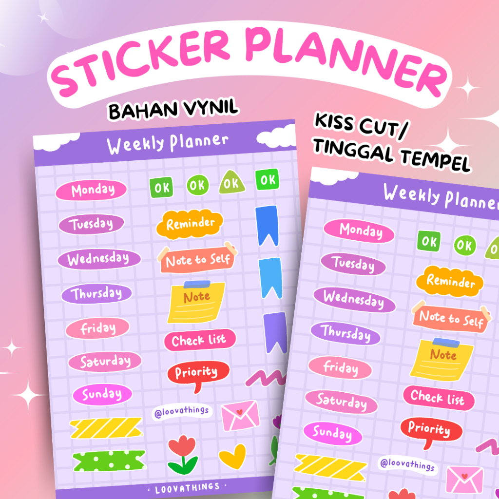 Jual Weekly Planner Sticker | Sticker Journal | Sticky Note Deco ...