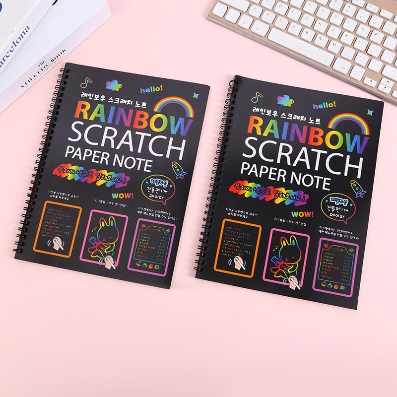 Jual Magic Color Rainbow Scratch Paper Note book 19X26cm | Shopee Indonesia