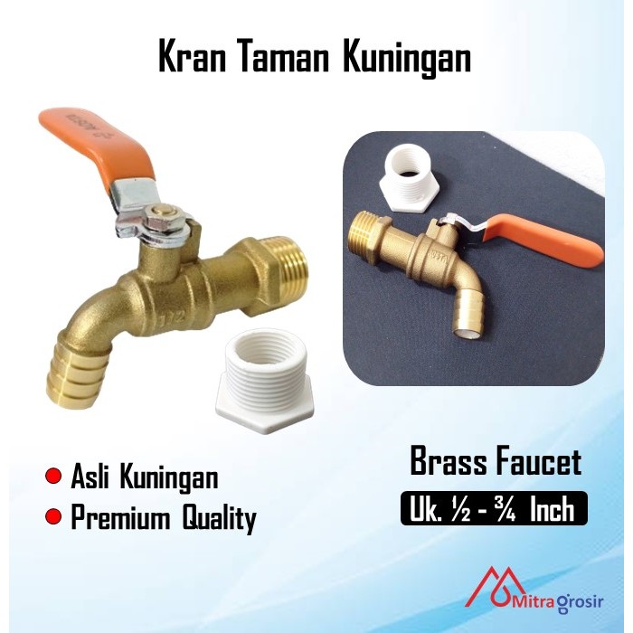 Jual Kran Kuningan 1/2 Tembok / Keran Air Kuningan Kran Air Drat Taman ...