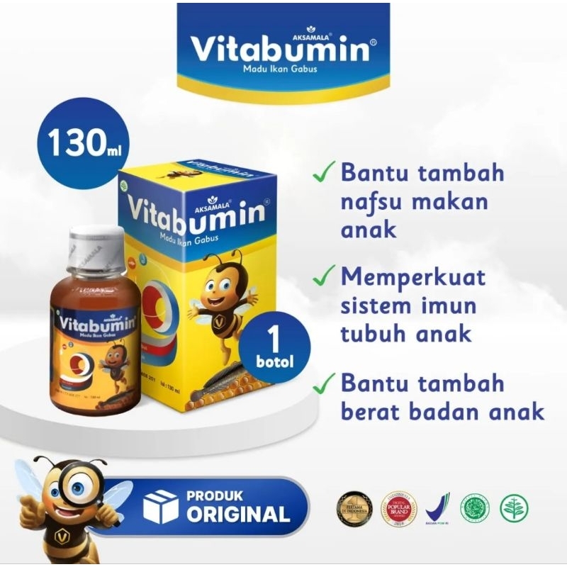 Jual Vitabumin Madu Ikan Gabus Vitamin Nutrisi Penambah Nafsu Makan Anak Original 60ml 130ml ...