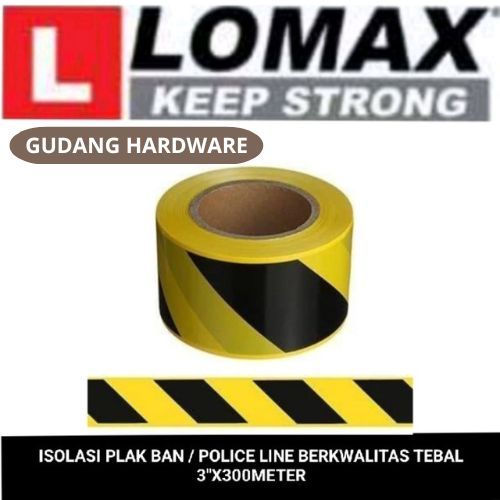Jual LOMAX isolasi plak ban police line 3"x300M ( bahan tebal) | Shopee ...