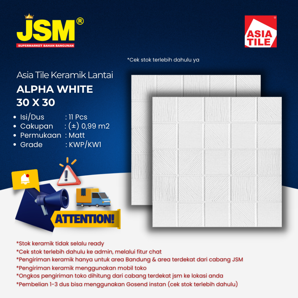 Jual Asia Tile Keramik Lantai Alpha White Matt 30x30 - JSM Supermarket ...