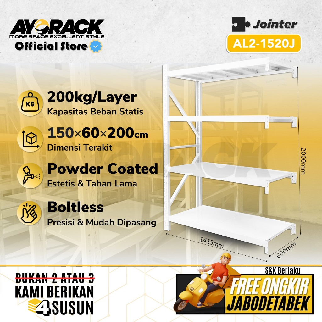 Jual RAK GUDANG BESI 2 METER 4 SUSUN JOINTER PANJANG 1.5 METER ...