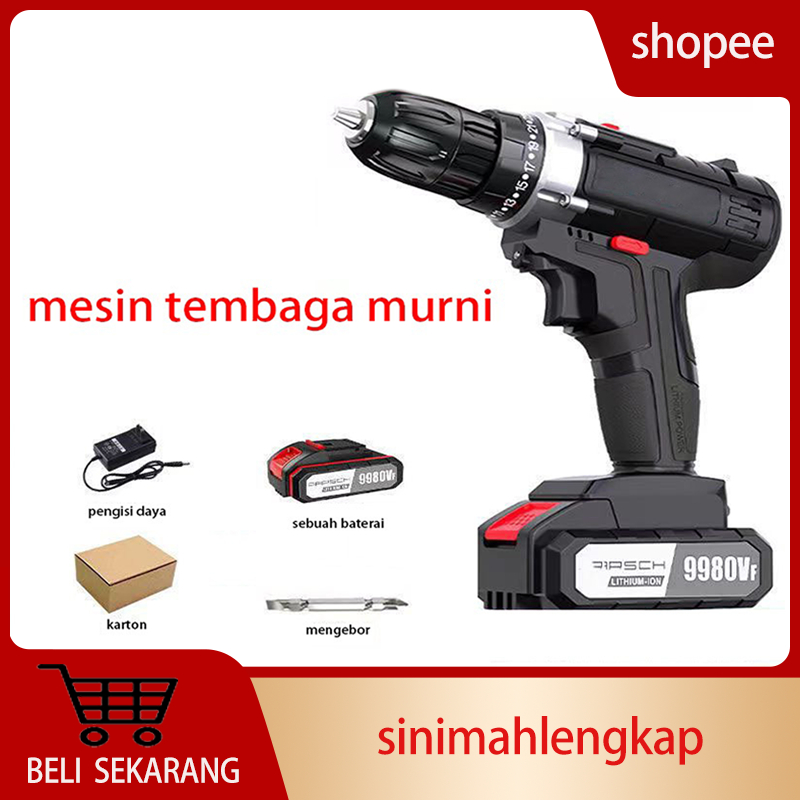 Jual Cordless Screw drill Mesin Bor Baterai Portable Impact Drill Bor ...