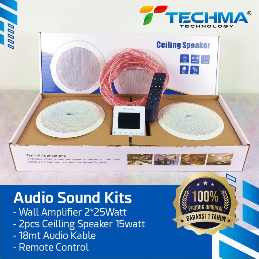 Jual TECHMA TCM-WA225K WALL AMPLIFIER 2*25W with 2 Ceiling Speaker ...
