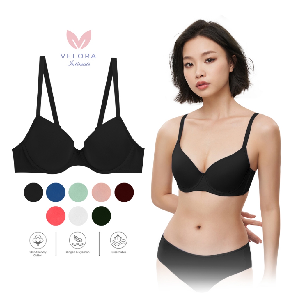 Jual Velora - Daily Bra Kawat Polos Basic Busa Tipis Kait 3 Wire Bra | Full Cup Bra | Size 75B ...