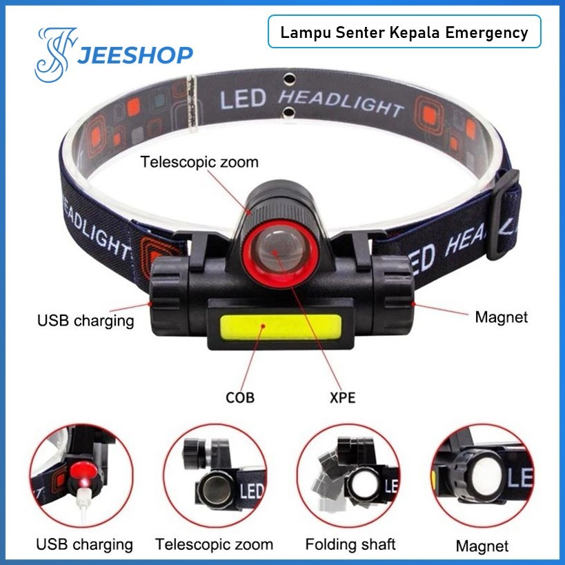 Jual Senter Kepala COB Lampu LED Headlamp Emergency Super Terang Serbaguna | Shopee Indonesia